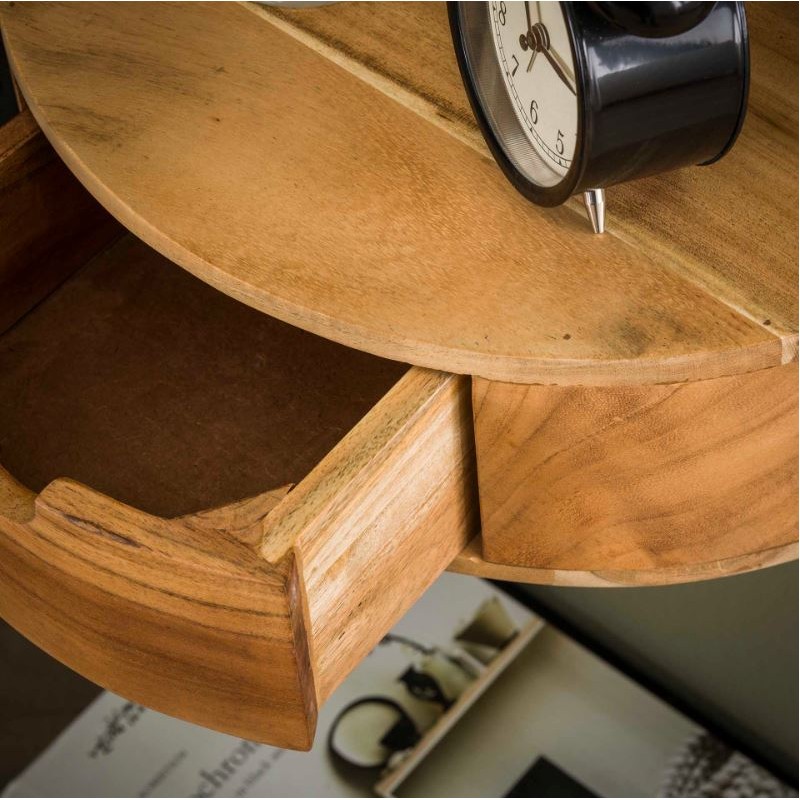 Table de Chevet Suspendue en Bois Acacia Curve