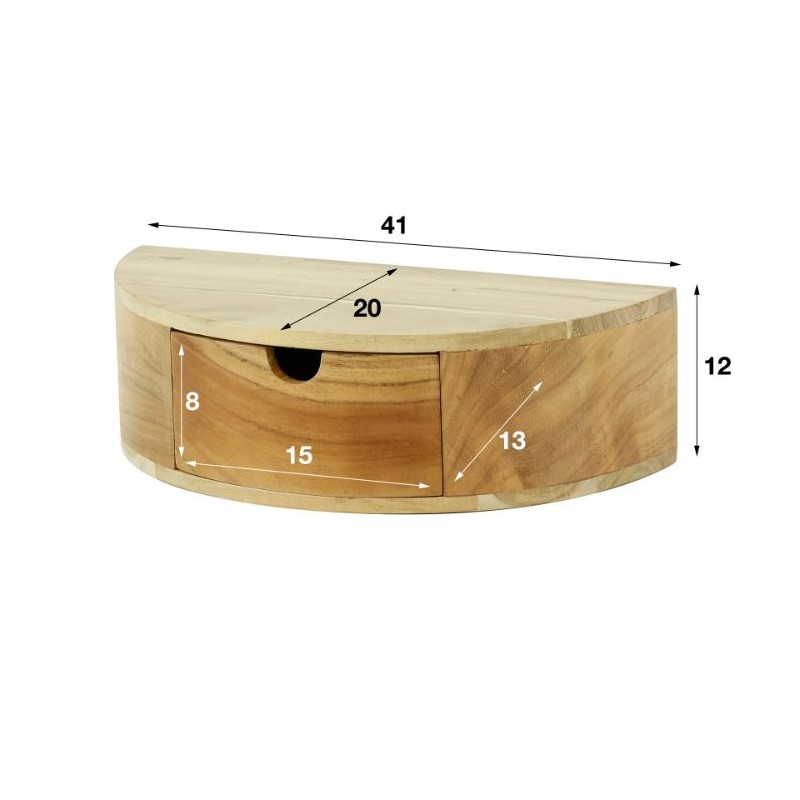 Table de Chevet Suspendue en Bois Acacia Curve